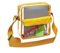 China Customized Logo Clear Red DST Stadium Crossbody Messenger Bag with Woven Embroidery Strap for sale