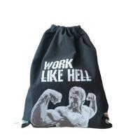 China Customized Logo Pattern Cotton Canvas Drawstring Backpack Bag for Basketball Shoes for sale