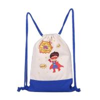 China Customized Logo Pattern Cotton Canvas Drawstring Backpack Bag for Basketball Shoes for sale