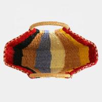 China Rainbow Gift Bags Collection Eco Handmade Rattan Woven Straw Tote Bag with Open Closure for sale