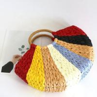 China Rainbow Gift Bags Collection Eco Handmade Rattan Woven Straw Tote Bag with Open Closure for sale