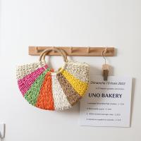 China Rainbow Gift Bags Collection Eco Handmade Rattan Woven Straw Tote Bag with Open Closure for sale