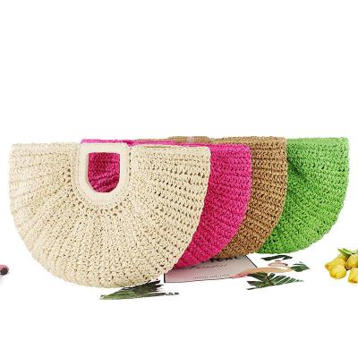 China Half Moon Shaped Hand Woven Straw Tote Bag for Shopping in 2023 Fashion Summer Beach for sale