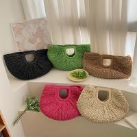 China Half Moon Shaped Hand Woven Straw Tote Bag for Shopping in 2023 Fashion Summer Beach for sale