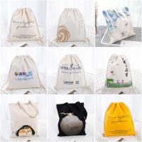 China School Bag Trolley Cotton Drawstring Backpack with Custom Logo Printing and Branding for sale