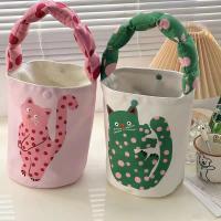 China Mini Cute Bucket Bag Canvas Tote Bag Front Pocket and Customized Design for sale