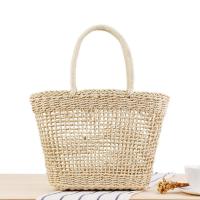 China Summer Beach Handbags Handmade Straw Tote Bag Wicker Woven Knitted Mesh Hollow Basket for sale