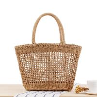 China Summer Beach Handbags Handmade Straw Tote Bag Wicker Woven Knitted Mesh Hollow Basket for sale