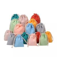China Personalized Colorful Canvas Cotton Drawstring Bag with Double String Style PUNCH for sale
