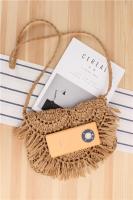 China Handmade Tassel Beach Bag Raffia Rattan Crossbody for Women's Summer Travel Vacation for sale