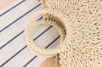 China Customized Logo One-shoulder Woven Beach Straw Bag for Women in Simple Round Design for sale