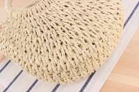 China Customized Logo One-shoulder Woven Beach Straw Bag for Women in Simple Round Design for sale