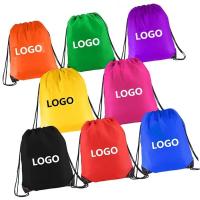 China String Closure Nylon Polyester Geometric Pattern Drawstring Backpack for Gym and Traveling for sale