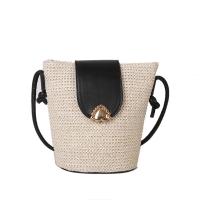 China Summer Style Designer Handmade Round Straw Woven Beach Bucket Bag for Women's Handbag for sale