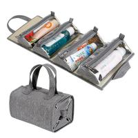 China Zipper Closure Hanging Roll-up Makeup Bag Travel Toiletries Kit Organizer for Women for sale