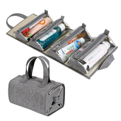 China Zipper Closure Hanging Roll-up Makeup Bag Travel Toiletries Kit Organizer for Women for sale