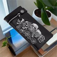 China Fashionable Rose Skull Anti Theft Chain Strip Short and Long Wallet Leather Punk Wallet for sale