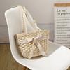 China Open Closure Customized Color Straw Bag Lace Bow Woven Bag for Seaside Vacation Beach Women for sale