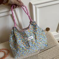 China Polyester Lining Ins Large Capacity Floral Beach Canvas Bag for Eco-Friendly Shopping for sale