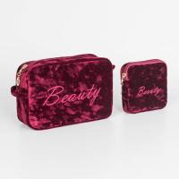 China Portable Velvet Waterproof Makeup Bag for Travel Storage Pouch Cosmetic Case for sale