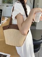 China Vegetable Basket Straw Bag Open Closure French Retro Style Perfect for Beach Vacation for sale