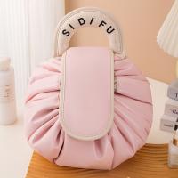 China Custom Logo Design PVC Makeup Bag Solid Pattern Type Drawstring Toiletry Travel Pouch for sale
