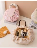 China Custom Logo Design PVC Makeup Bag Solid Pattern Type Drawstring Toiletry Travel Pouch for sale