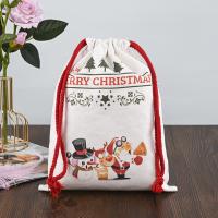 China Customized Logo 2022 Christmas Drawstring Sacks 100% Cotton Santa Stockings Candy Nuts Gift Package Bag for sale