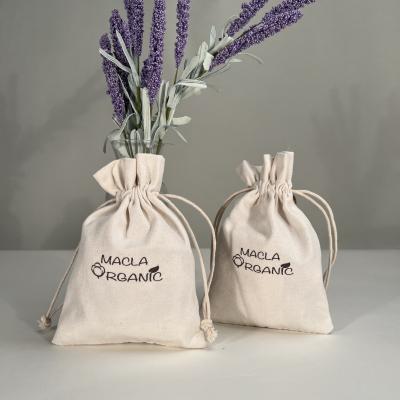 China Small Drawstring Customized Reusable Cotton Canvas Shopping Bag with Customized Color for sale
