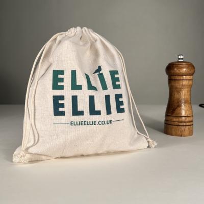 China Custom Logo Printed Organic Canvas Cotton Drawstring Bag for Jewelry Packaging Demand for sale