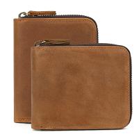 China Men's Genuine Leather Wallet With Card Holder Short Purse Zipper Wallets For Standard for sale