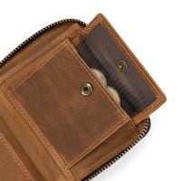 China Men's Genuine Leather Wallet With Card Holder Short Purse Zipper Wallets For Standard for sale