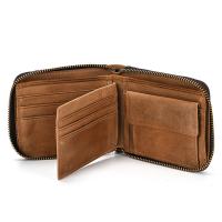 China Men's Genuine Leather Wallet With Card Holder Short Purse Zipper Wallets For Standard for sale