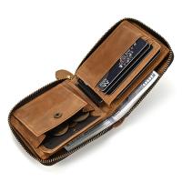 China Men's Genuine Leather Wallet With Card Holder Short Purse Zipper Wallets For Standard for sale