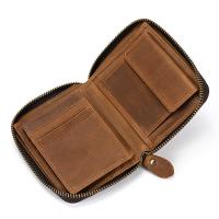 China Men's Genuine Leather Wallet With Card Holder Short Purse Zipper Wallets For Standard for sale