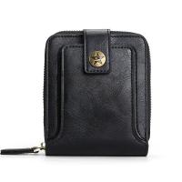 China Short Bifold Leather Wallet for Men and Women Designer Coin Purse Front Pocket Wallet for sale