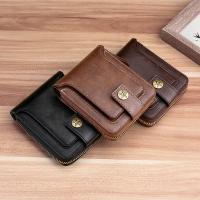 China Short Bifold Leather Wallet for Men and Women Designer Coin Purse Front Pocket Wallet for sale