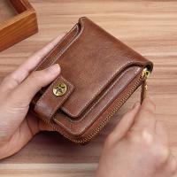 China Short Bifold Leather Wallet for Men and Women Designer Coin Purse Front Pocket Wallet for sale
