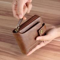 China Short Bifold Leather Wallet for Men and Women Designer Coin Purse Front Pocket Wallet for sale