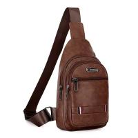 China Customized Logo Fashion Men's PU Leather Business Chest Bags for Outdoor Travel for sale