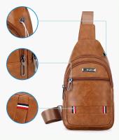 China Customized Logo Fashion Men's PU Leather Business Chest Bags for Outdoor Travel for sale