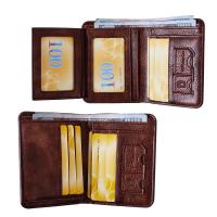 China Full Grain Leather Wallet for Men Detachable Bifold Crazy Horse Wallet in Retro Brown for sale