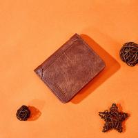 China Full Grain Leather Wallet for Men Detachable Bifold Crazy Horse Wallet in Retro Brown for sale