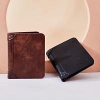 China Full Grain Leather Wallet for Men Detachable Bifold Crazy Horse Wallet in Retro Brown for sale