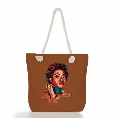 China Open Closure Unisex Large Straw Cotton Tote with Waterproof Lining and Rope Handles for sale