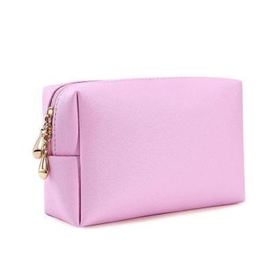 China Makeup Cosmetic Bag Non Woven Durable Zipper Pouch Washable Eco Friendly Pink OEM/ODM for sale