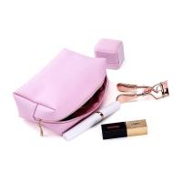 China Makeup Cosmetic Bag Non Woven Durable Zipper Pouch Washable Eco Friendly Pink OEM/ODM for sale