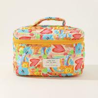 China Floral Puffy Quilted Makeup Bag for Daily Life Ins Travel Student Tote Large Capacity for sale