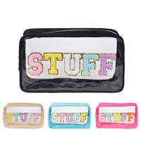 China Travel Embroidery Alphabet Waterproof Transparent Pvc Toiletry Bag with Large Capacity for sale