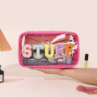 China Travel Embroidery Alphabet Waterproof Transparent Pvc Toiletry Bag with Large Capacity for sale